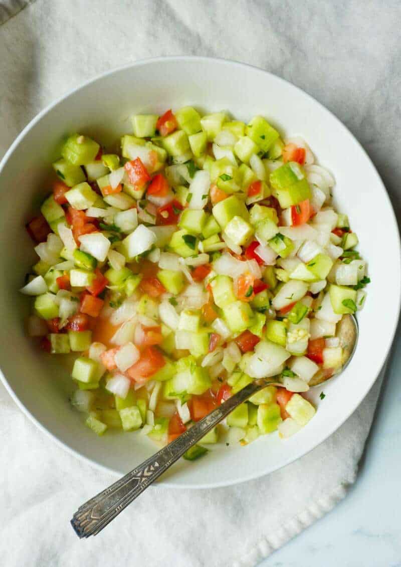 Kachumbar (Pakistani Onion Cucumber Tomato Salad) - Eat.Drink.Pure