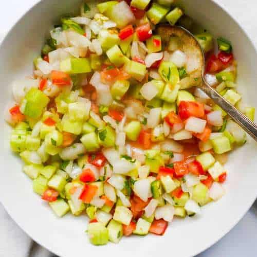 Kachumbar (Pakistani Onion Cucumber Tomato Salad) - Eat.Drink.Pure
